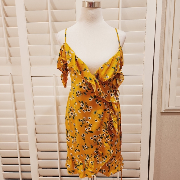 Reverse | Dresses | Reverse Nordstrom Brand Flutter Sleeve Mini Wrap ...